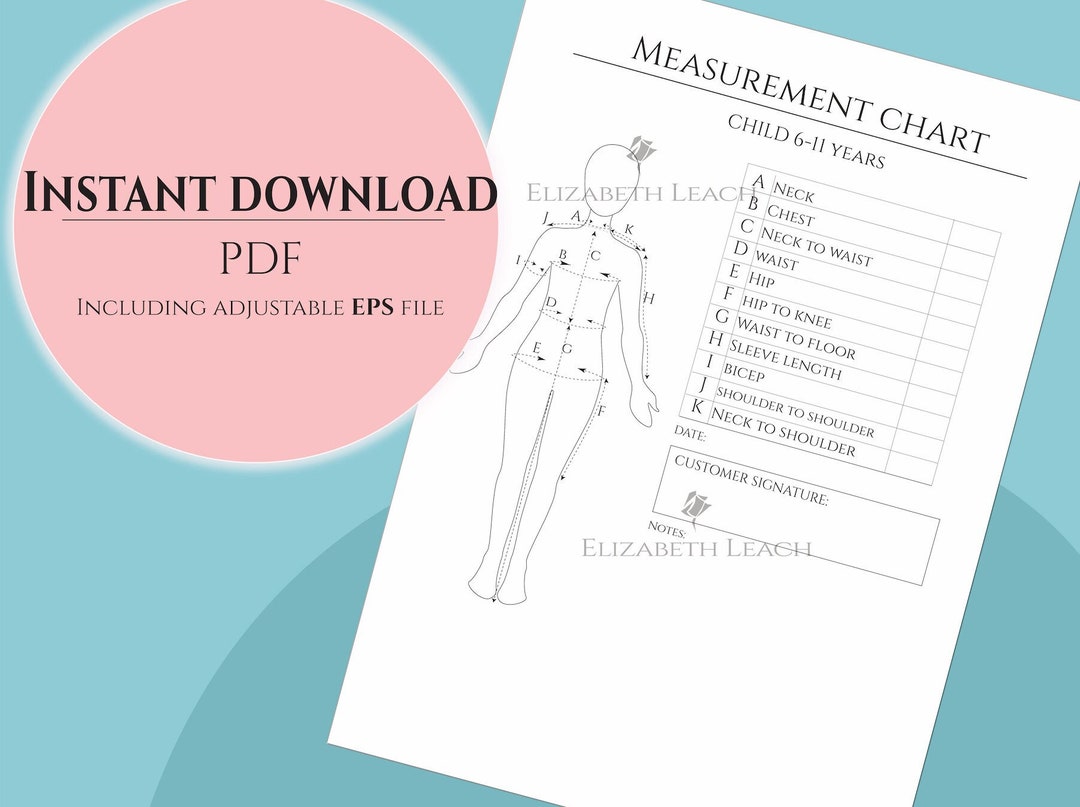 Body Measurement Chart for Dressmakers - Child - Fillable Children's ...