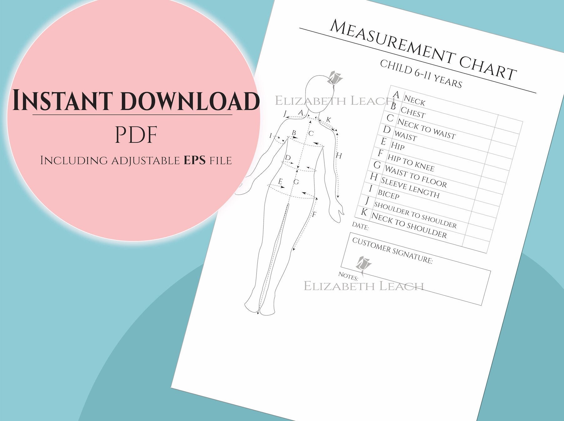 Body Measurement Chart for Dressmakers - Child - Fillable Children's ...