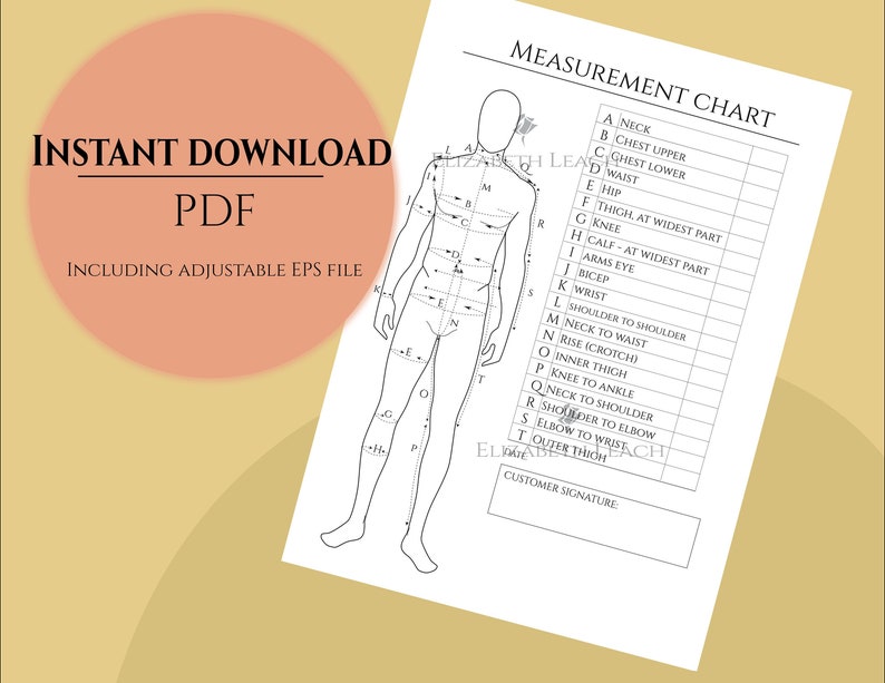 Male Body Measurement Chart for Dressmakers/tailors - Male Body ...