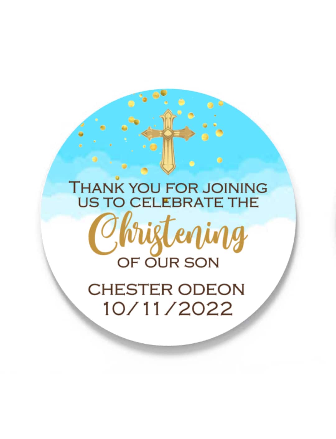 Personalised Christening Sticker, Custom Baptism Sticker, Naming Day ...
