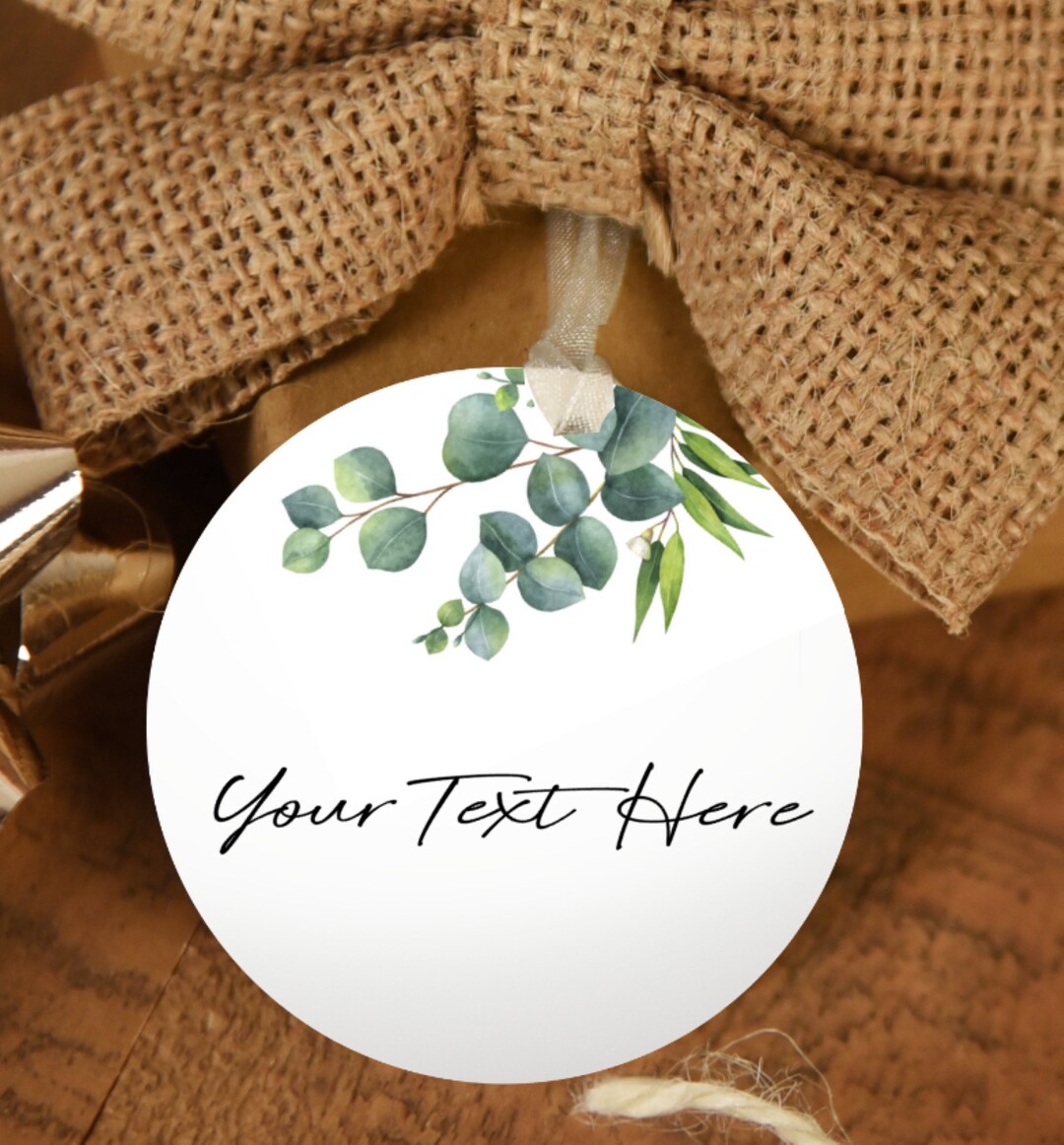 Thank You Favour Tag, Round Tag, Greenery Watercolour, Wedding ...