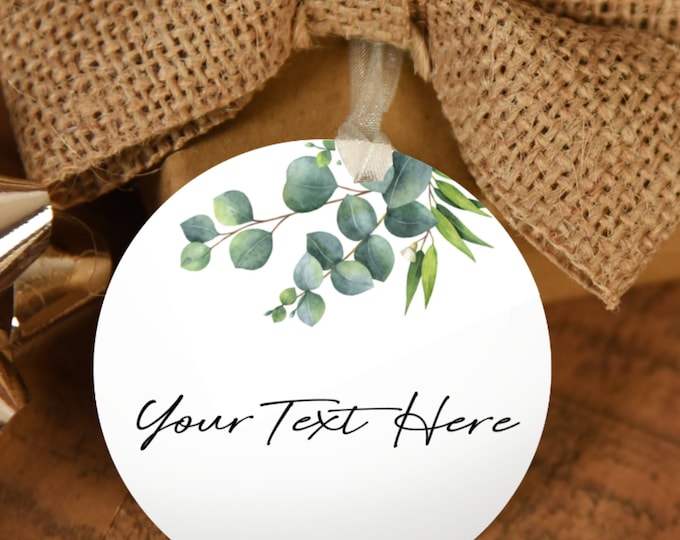 Thank You Favour Tag, Round Tag, Greenery Watercolour, Wedding ...
