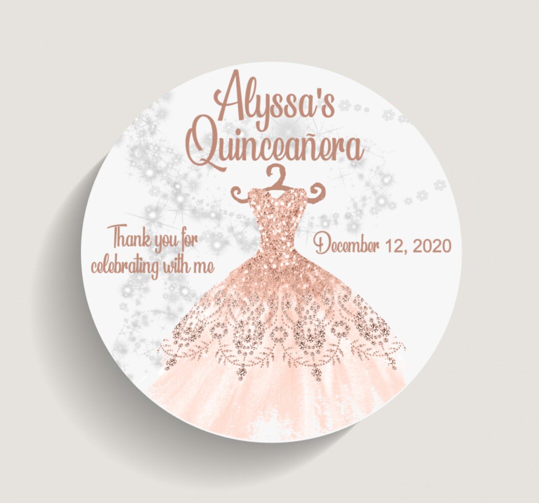 Sparkle Gown Birthday Stickers: Mis Quince, Sweet Sixteen Favors - Etsy
