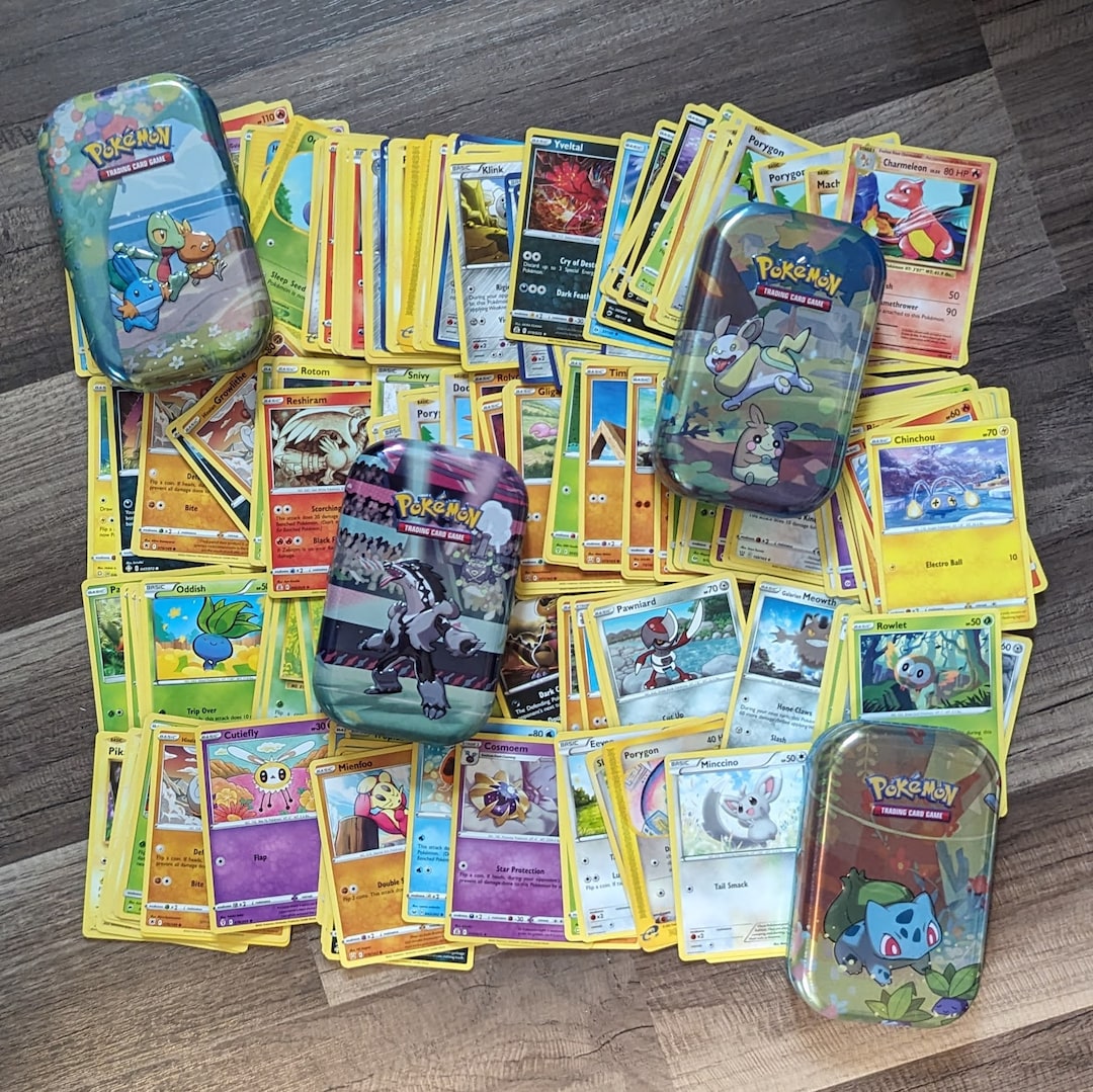 60 Random Pokemon Cards and Promo Tin New Cards - Etsy