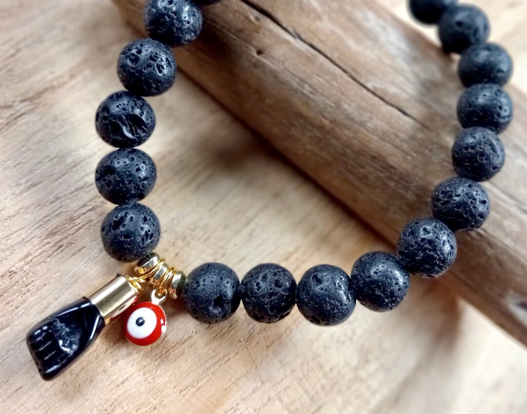 Pulsera Mano De Azabache Black Lava Hombres Mal De Ojo Red - Etsy