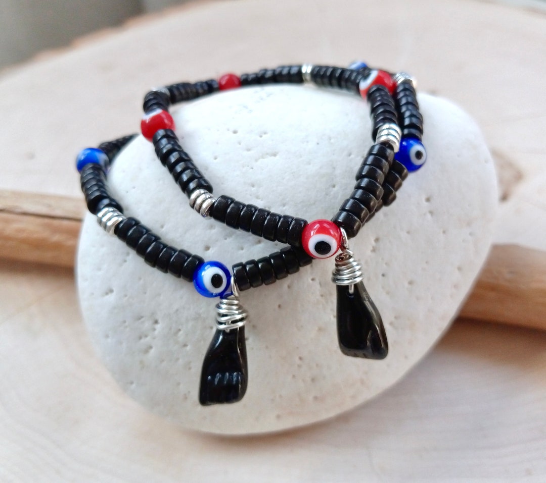 Spanish Azabache Bracelet, Black Hand Charm, Silver, Mal De Ojo De ...
