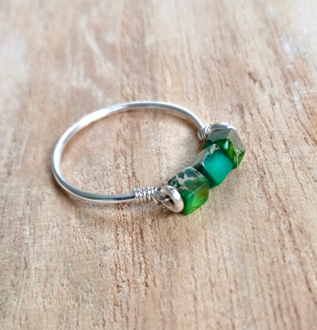 Green Jasper Ring, Emerald Green Jewelry, Modern Cube Design, Rings for ...