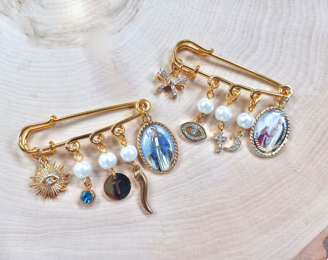 Baby Baptism Pin, Customized Charms, Gold Saint Medals, Protection ...