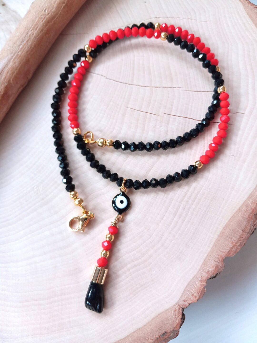 Black Azabache Necklace, Crystal, Mano Negra, Mal De Ojo Protection ...