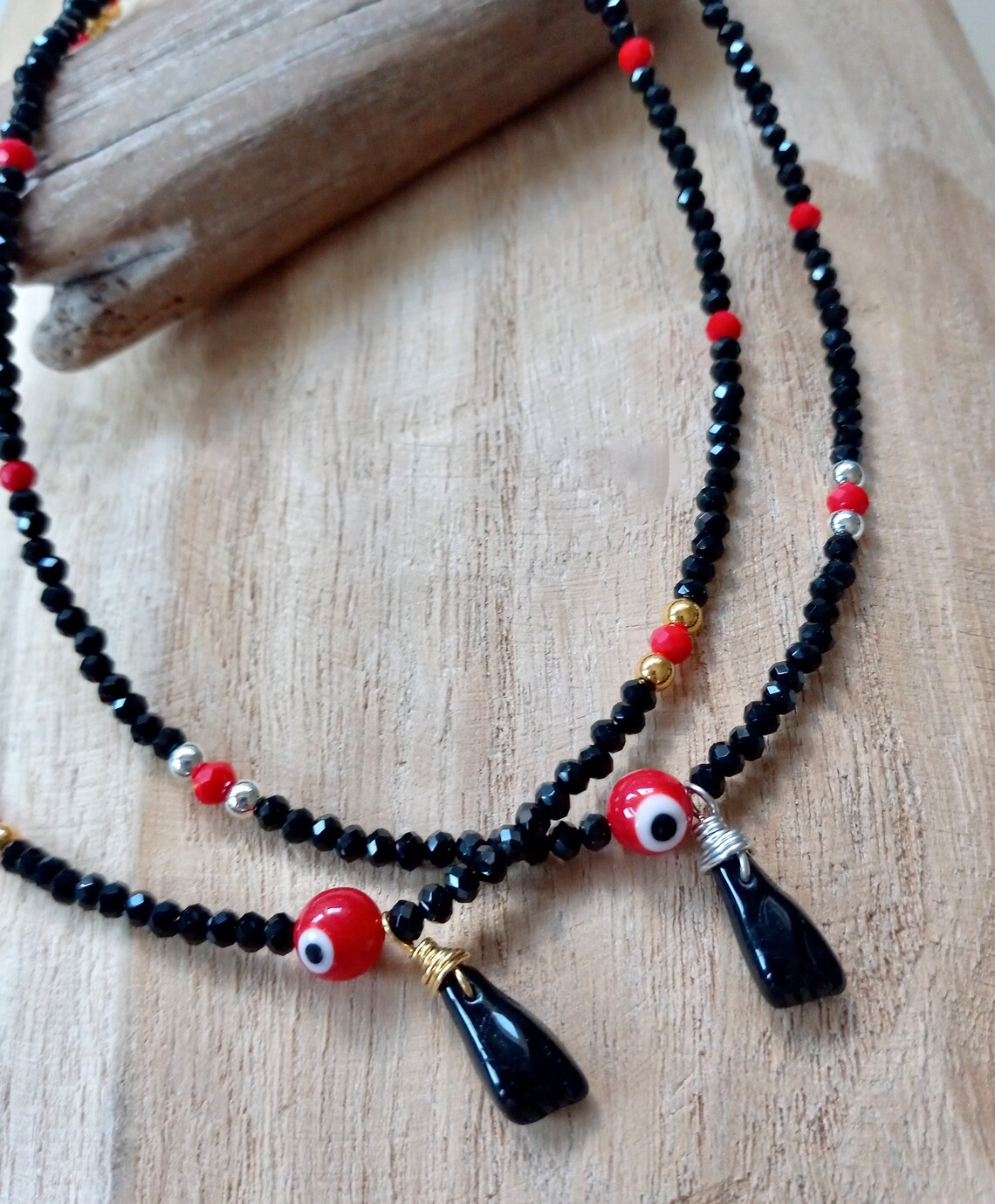 Azabache Necklace Durante De Mano Negra Black Espiritual - Etsy