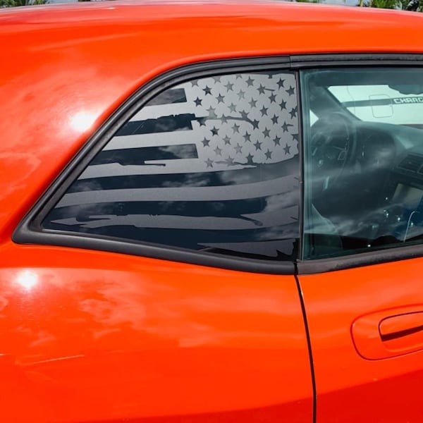 Window Distressed American Flag Decal Challenger - Etsy