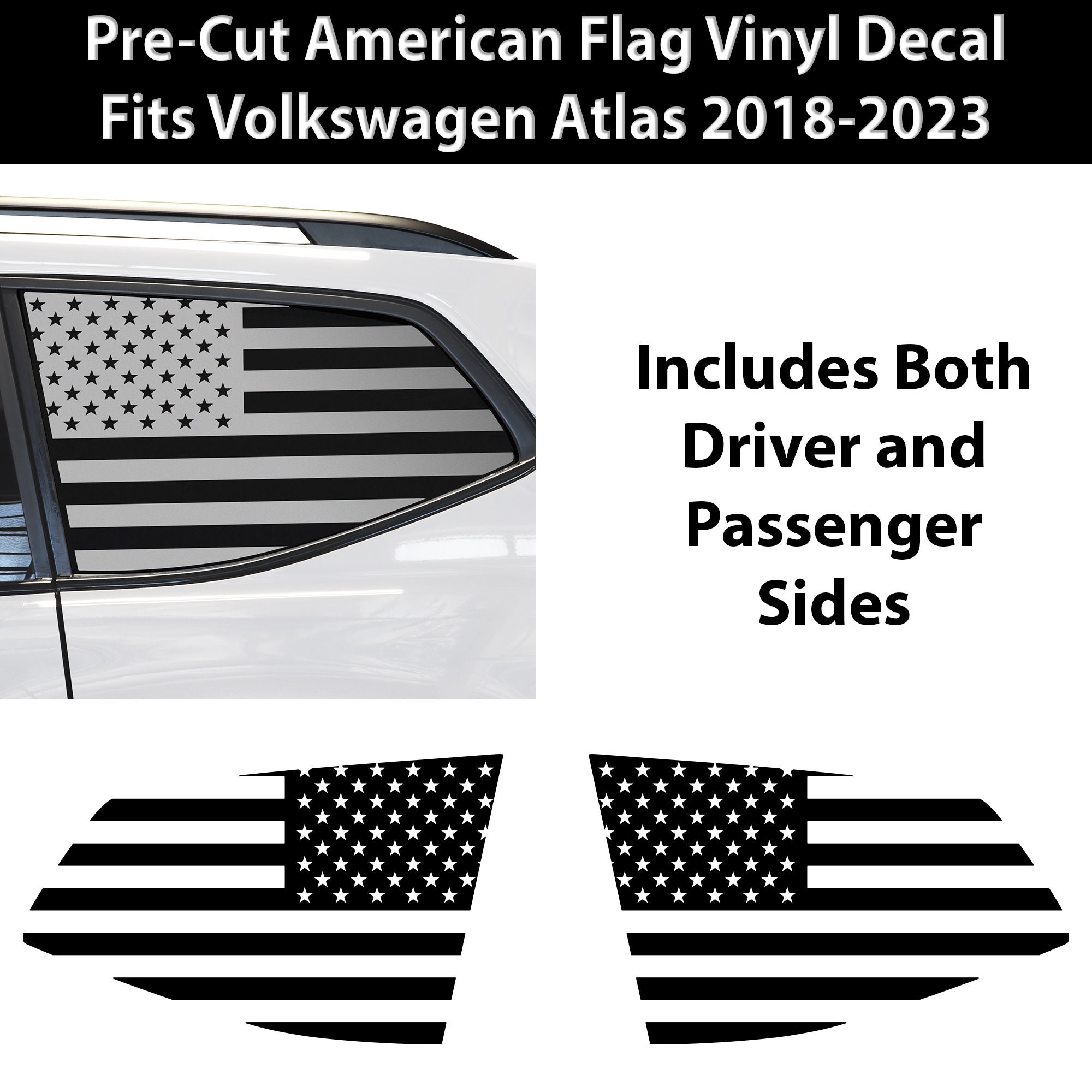 Volkswagen Atlas American Flag Decal: Distressed Vinyl Window Stickers ...