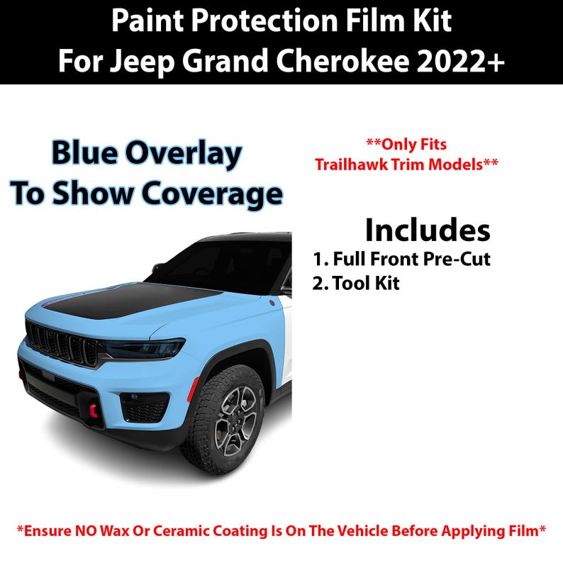 Jeep Cherokee Trailhawk 2022+ Clear Bra Paint Protection Film Kit - Etsy