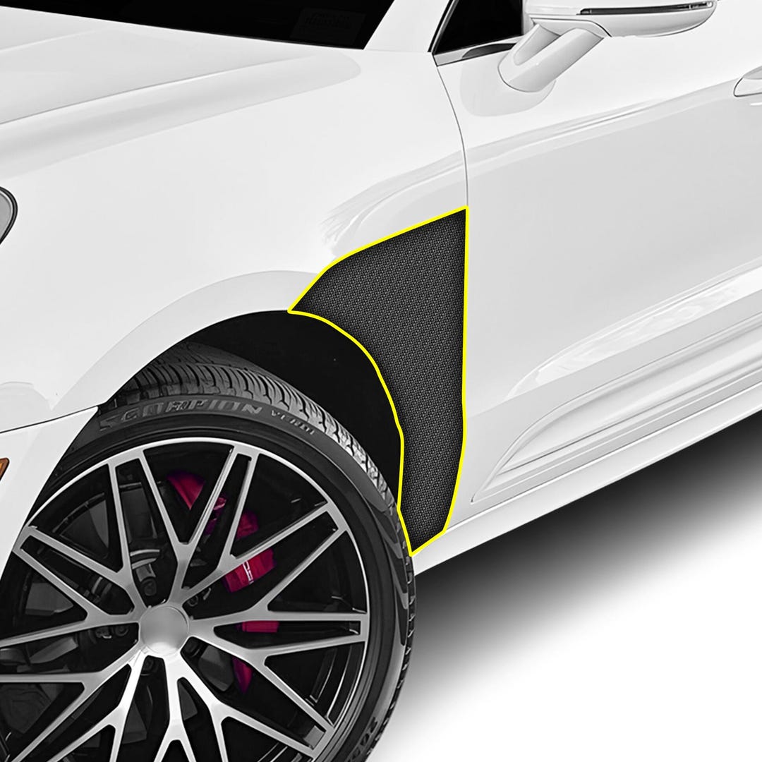 Porsche Macan Fender Paint Protection Film: Gloss Black Carbon Fiber ...