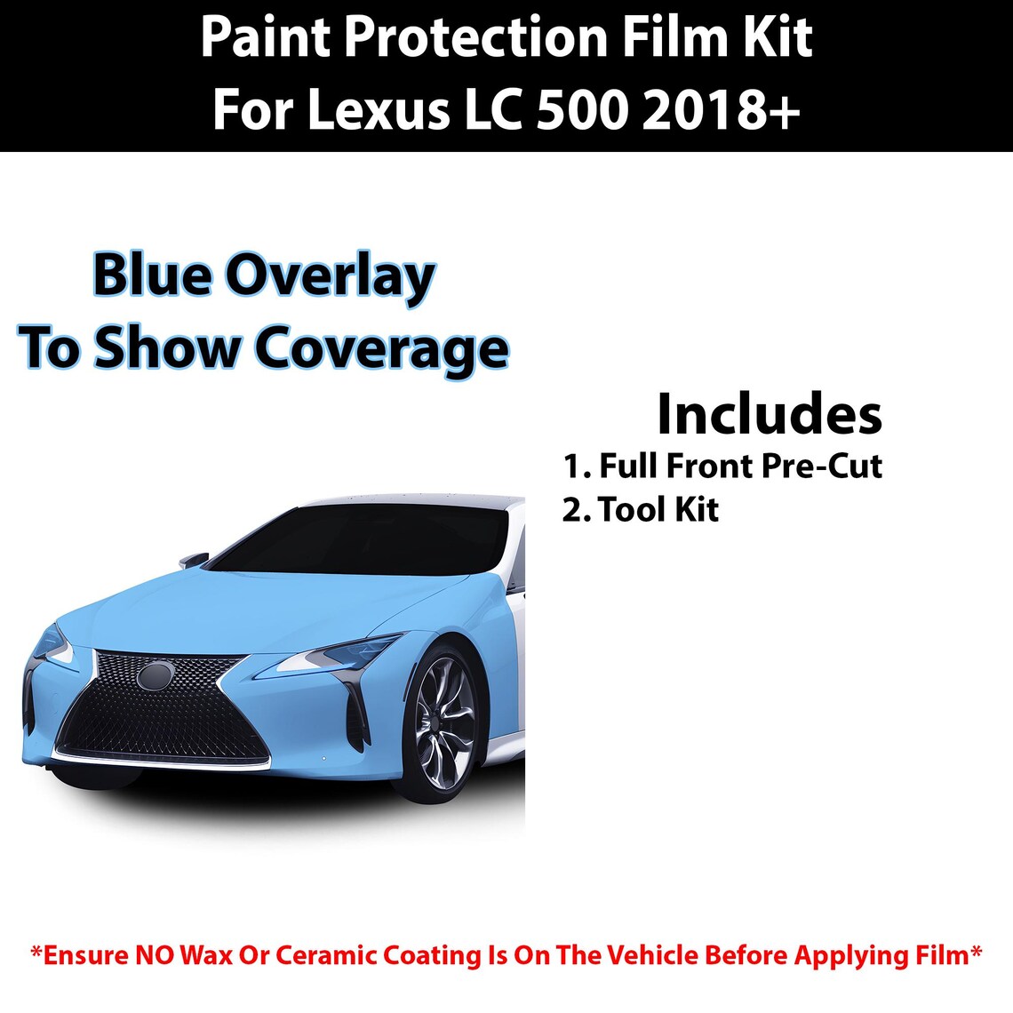 Fits Lexus LC 500 2018+ Pre Cut Hood Fenders and Front Bumper Premium ...