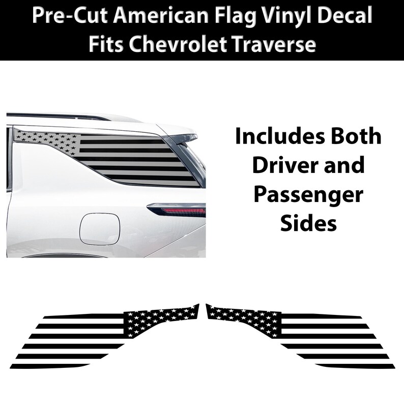 Chevrolet Traverse American Flag Decal - Distressed Matte Black Vinyl ...