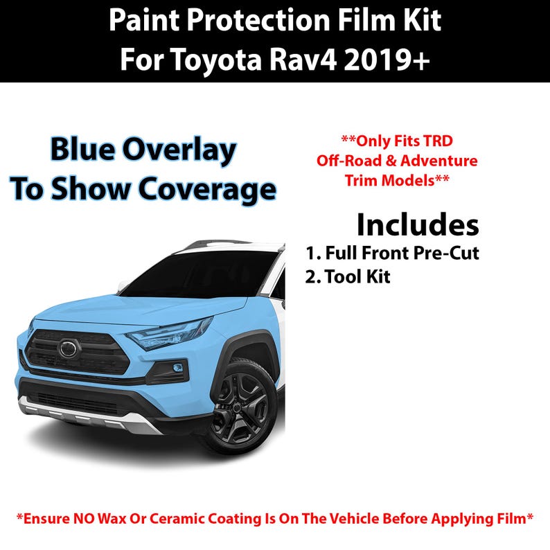 Toyota Rav4 Paint Protection Film Kit (2019+), Hood, Fenders, Bumper - Etsy