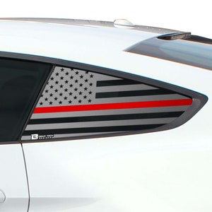 Fits 2015-2022 Ford Mustang Precut Quarter Window American Flag Decal ...