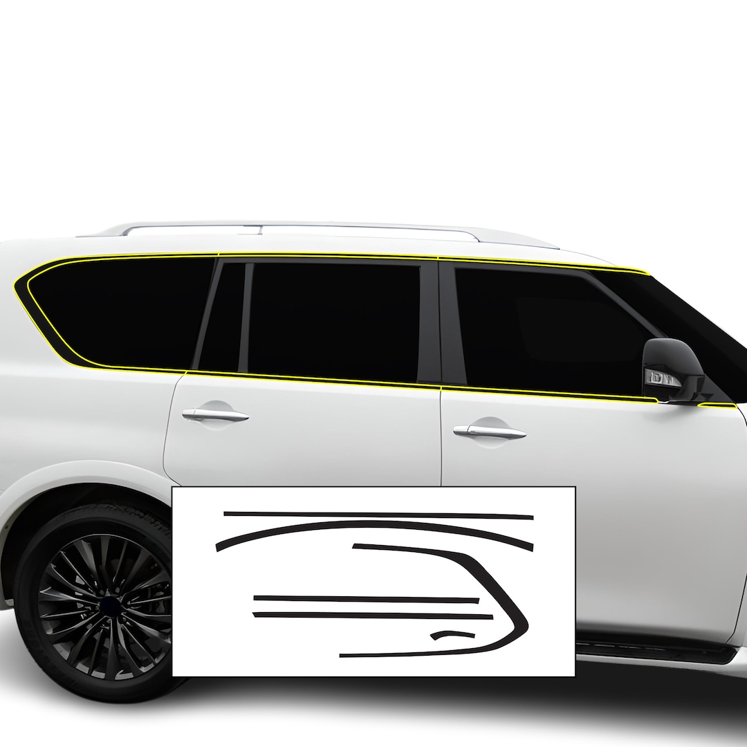 Fits Infiniti QX80 2011-2024 Front Rear Side Window Vinyl Chrome Delete ...