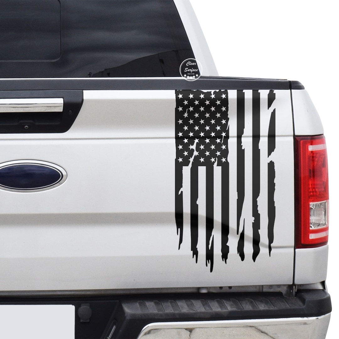 Distressed American Flag Vinyl Decal: Truck Tailgate Sticker (11x20 ...