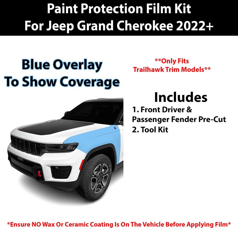 Jeep Cherokee Trailhawk 2022+ Clear Bra Paint Protection Film Kit - Etsy