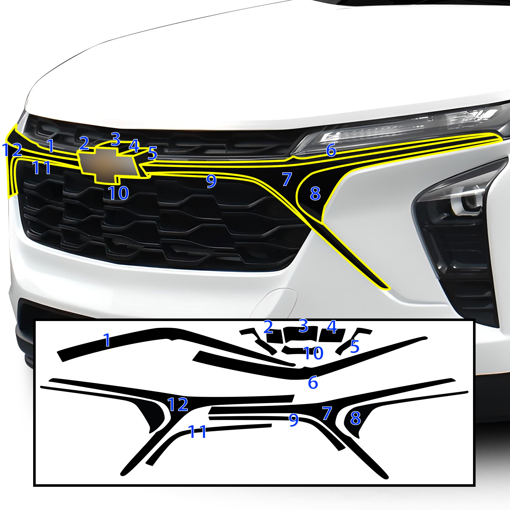 Fits Chevrolet Trax 2024 2025 Front Grille Wheel Vinyl Chrome Delete Trim Blackout Decal Sticker Overlay Film 2024 Etsy