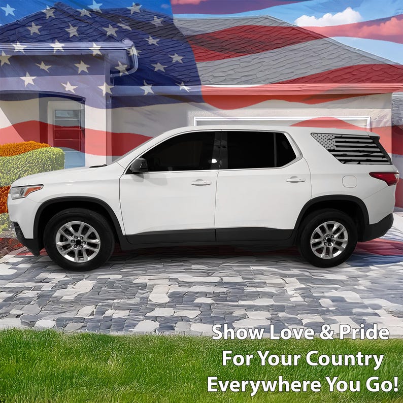 Chevy Traverse Distressed American Flag Rear Window Decal (2018-2023 ...