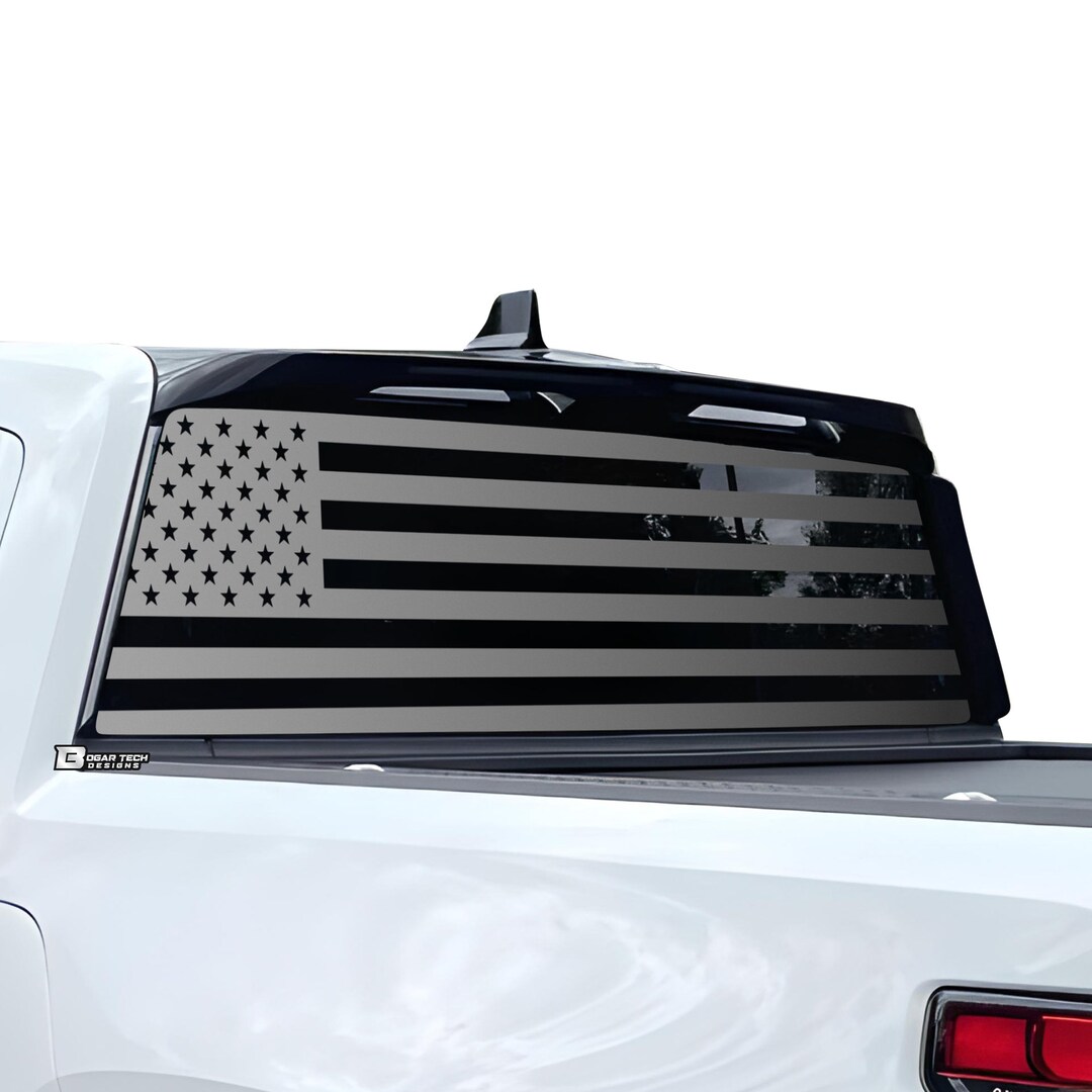 Fits Rivian R1T Rear Window American Flag Vinyl Decal Stickers ...