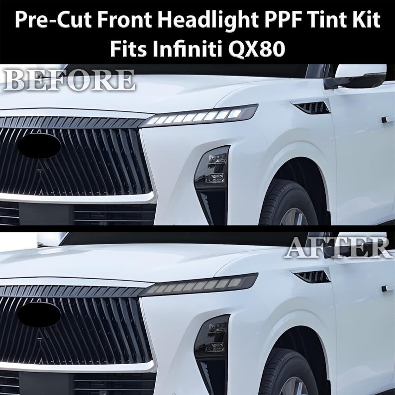 Infiniti QX80 2025-2027 - Smoked PPF Head & Tail Light Tint Kit ...