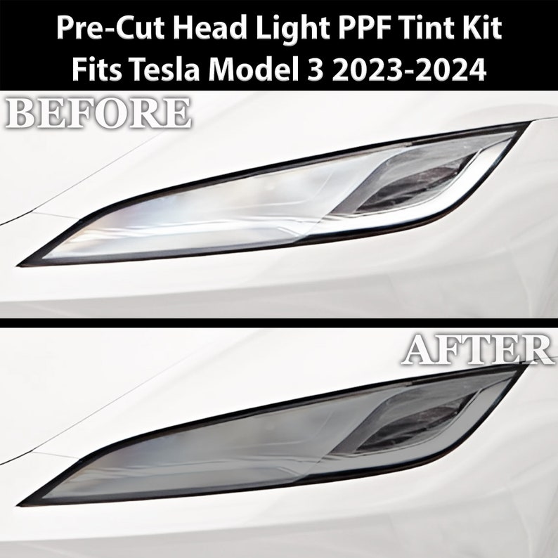 Tesla Model 3 (2023-2024) Smoked Vinyl Head & Tail Light Tint Kit - Etsy