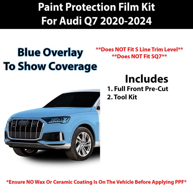 Audi Q7 (2020+) Paint Protection Film Kit: Front Bumper, Hood, Fenders ...