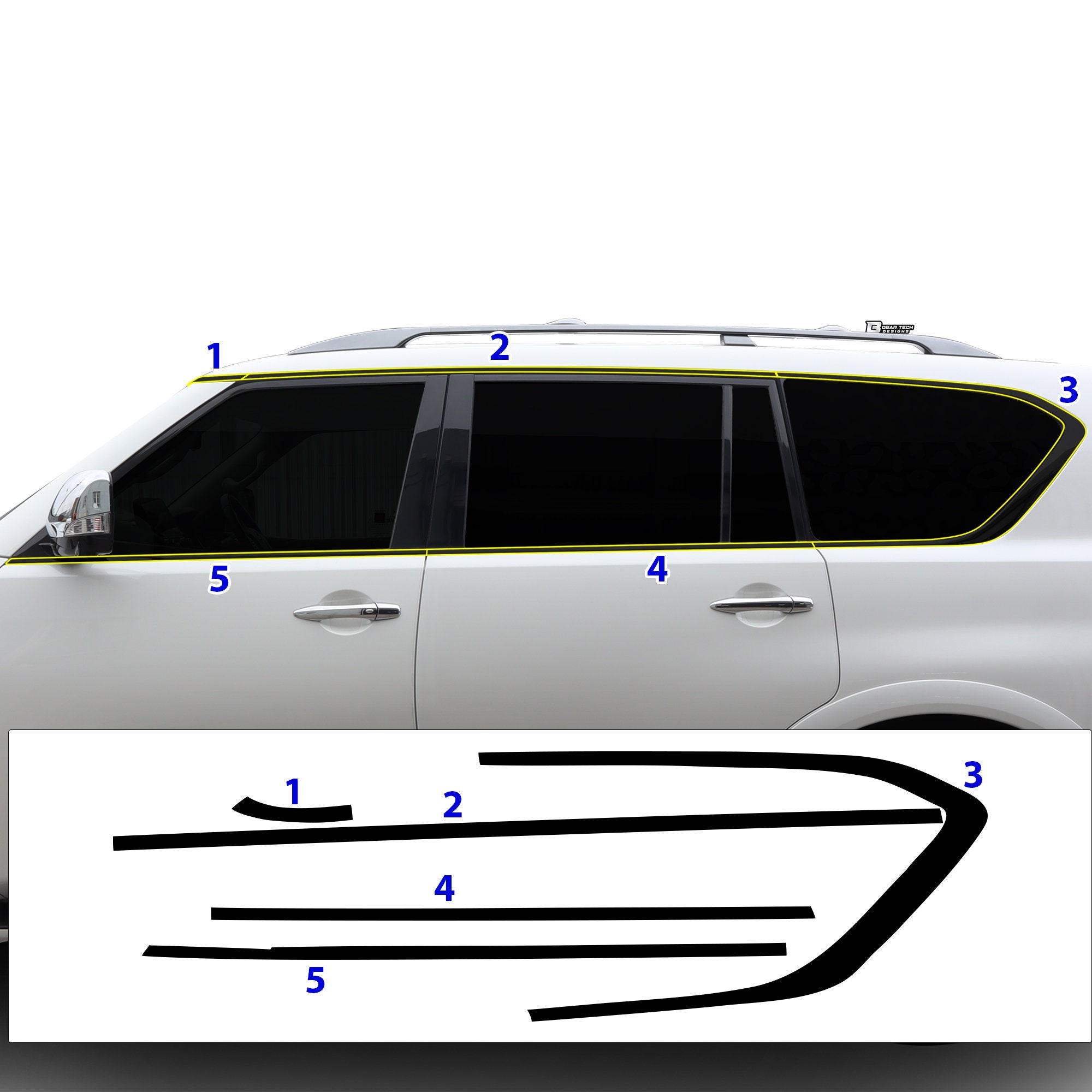 Fits Nissan Armada 2017-2024 Window Front Bumper Vinyl Chrome Delete ...