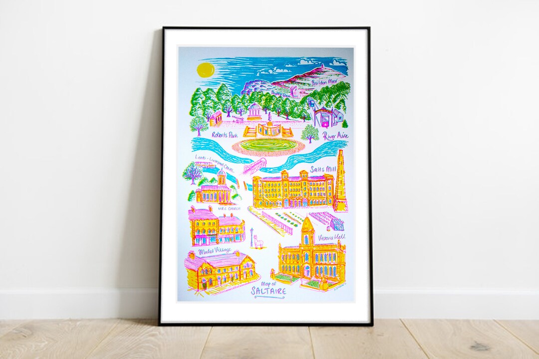 Map of Saltaire A3 Riso Print - Etsy