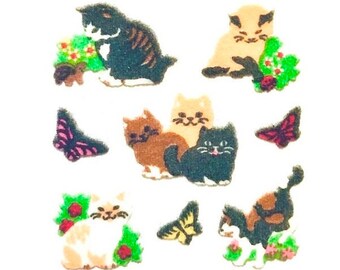 Sandylion Vintage Stickers Fuzzy Cats Cute - Etsy
