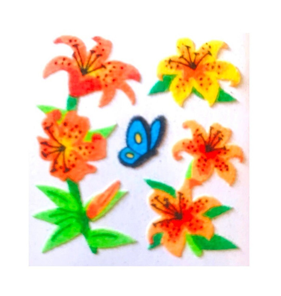 TIGER LILIES FLOWERS Lily Fuzzy Sandylion Stickers - 1 Square Rare ...