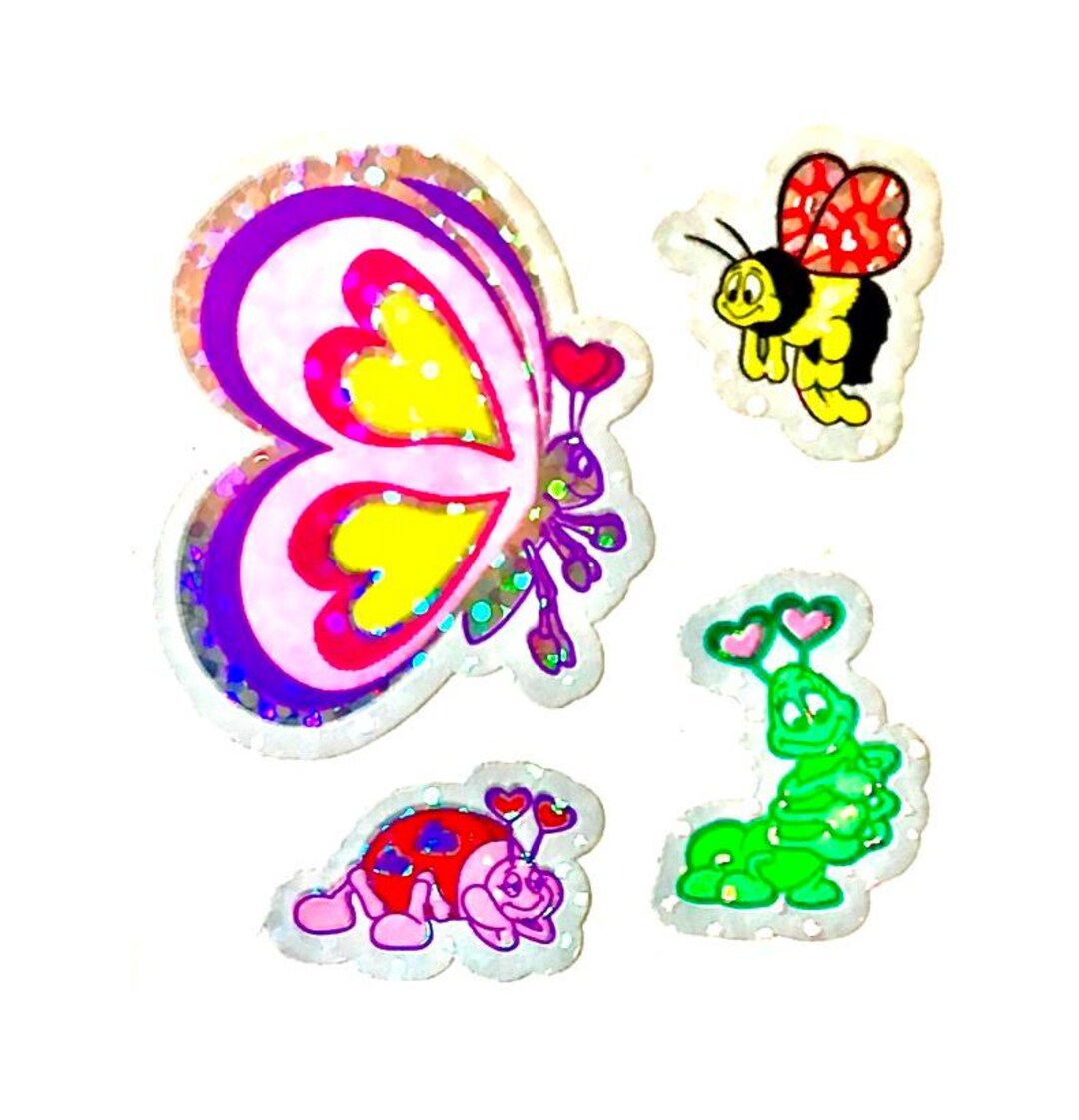 LOVE BUG BUTTERFLY Glittery Sandylion Stickers 1 Square Vintage - Etsy