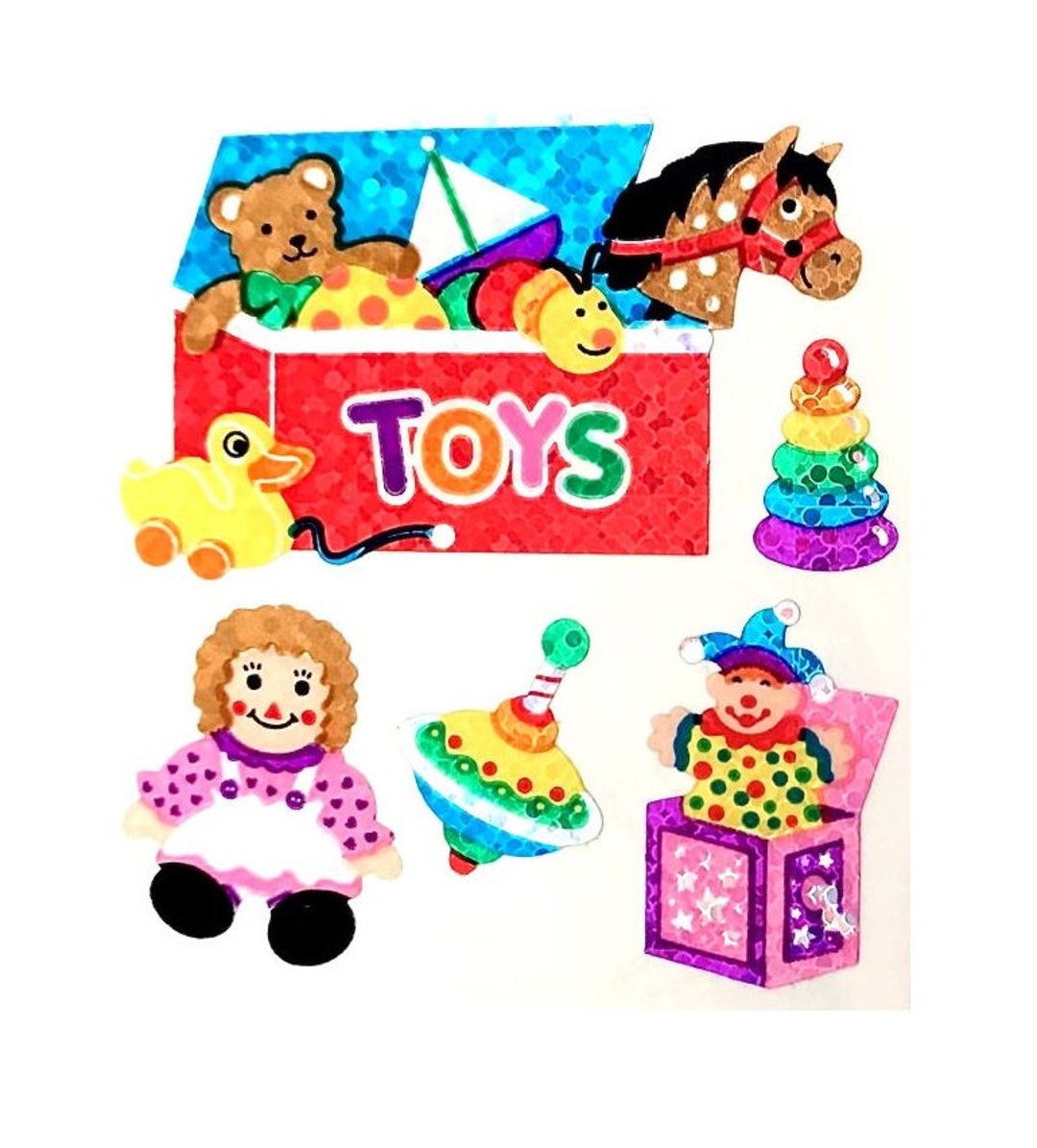 CHILDREN TOYS, Toy Box Glittery Sandylion Stickers Vintage - Etsy