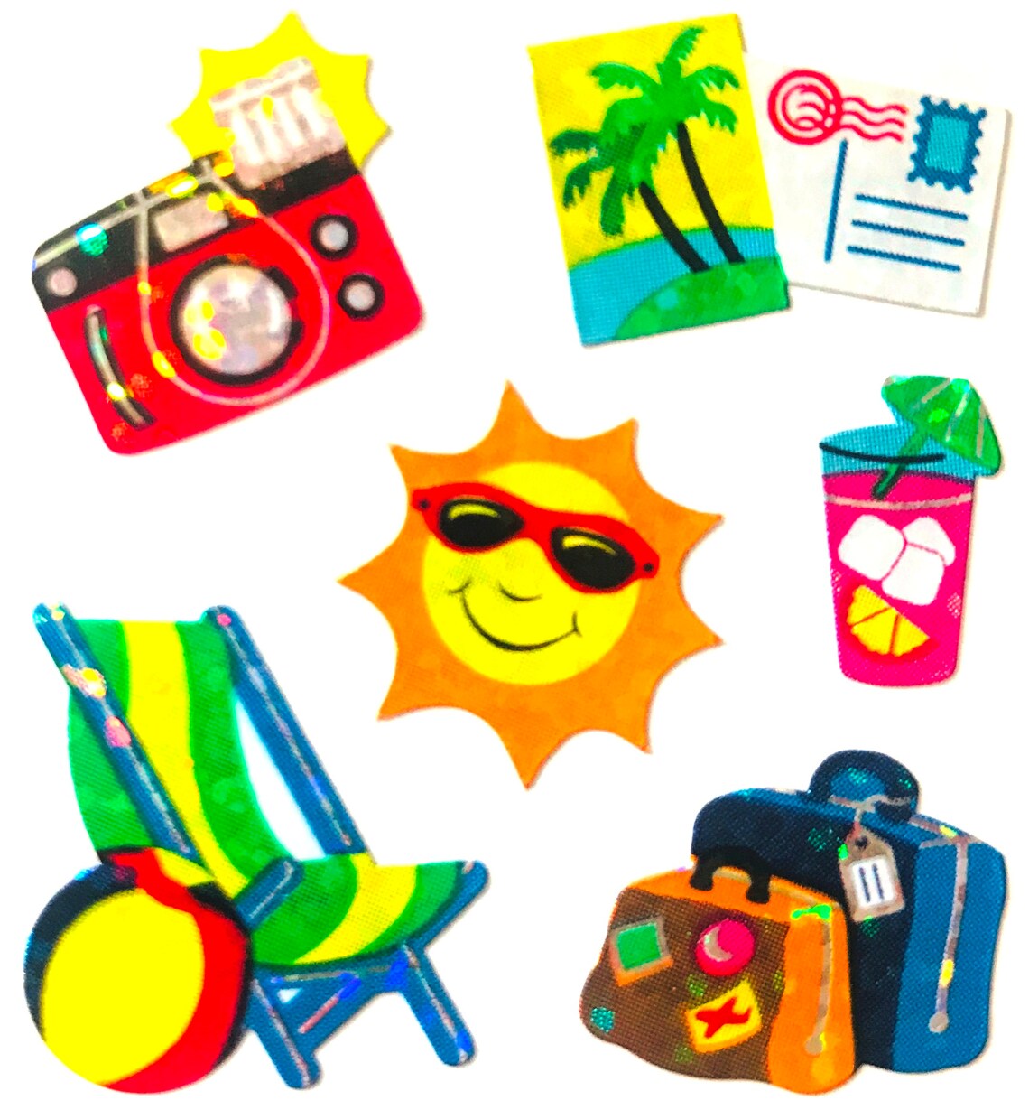 SPRING BREAK SUMMER Vacation Glittery Sandylion Stickers 1 Square ...