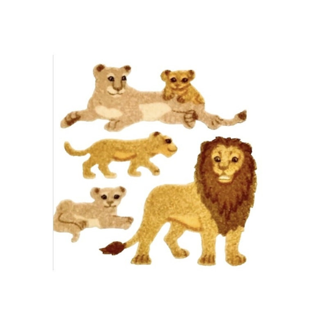 LION FAMILY Fuzzy Sandylion Stickers ~ Rare Vintage - Etsy