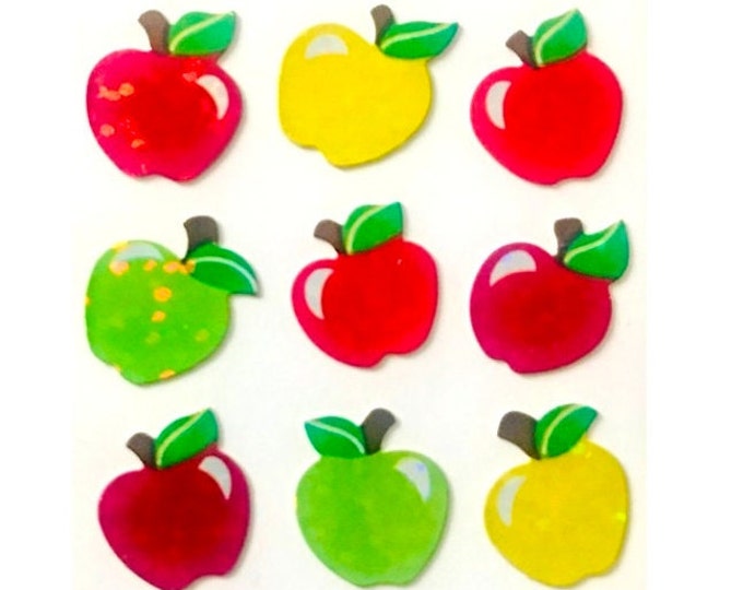 APPLE APPLES Green, Yellow, Red Glittery Sandylion Stickers vintage - Etsy