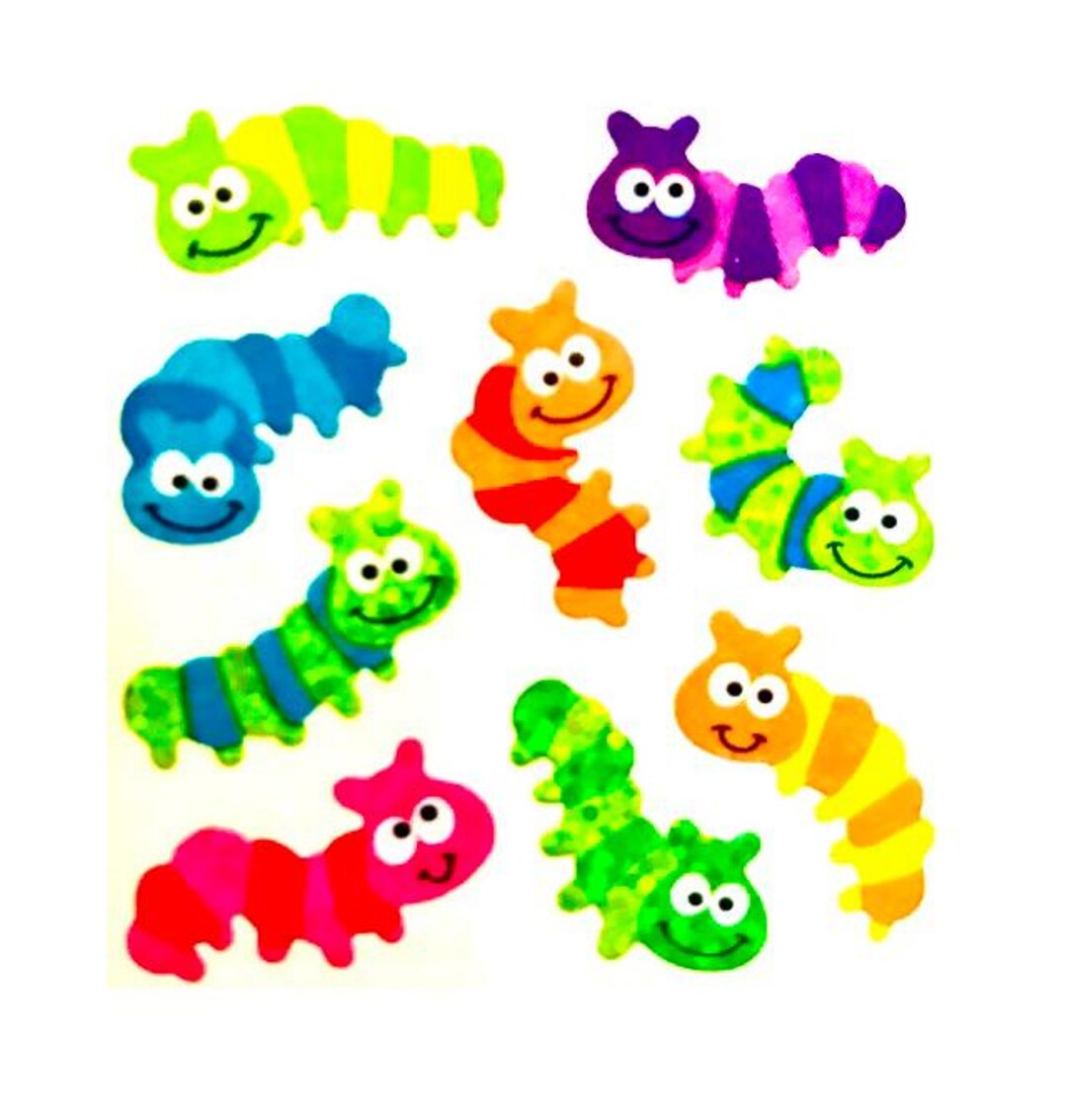 INSECTS Glittery CATERPILLAR Sandylion Stickers - Vintage Rare - Etsy
