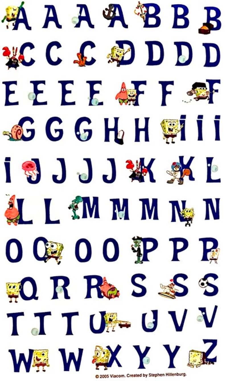 SPONGEBOB SQUAREPANTS ALPHABET Letters Maxi Kromekote - Etsy