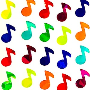 MUSICAL NOTES Prismatic Colorful Sandylion Stickers 1 Square ~VINTAGE ...