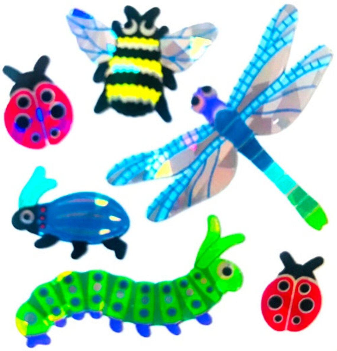 INSECTS Prismatic Dragonfly Ladybug Bee Caterpillar - Etsy