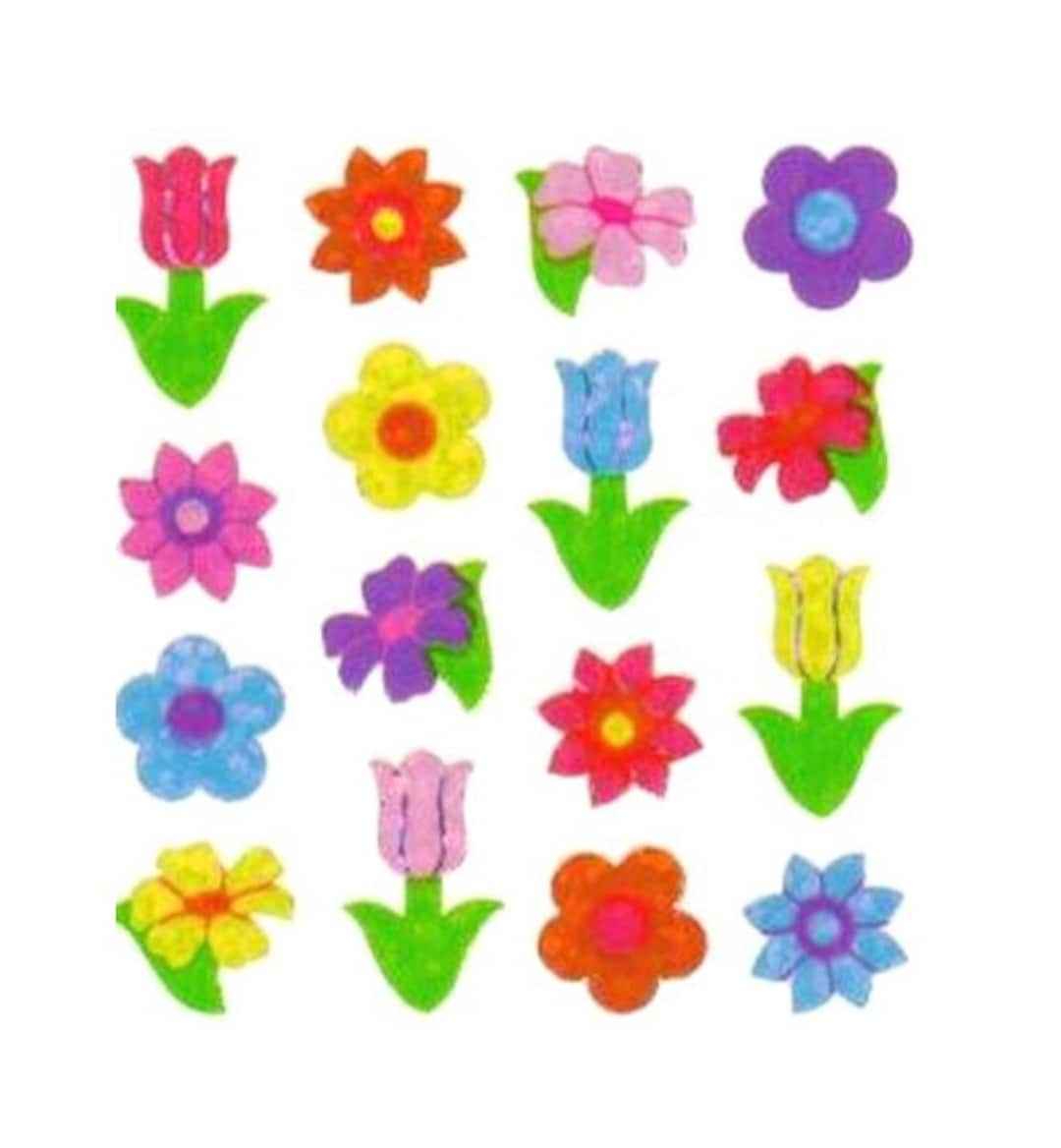 FLOWERS Glittery Sandylion Stickers - 1 Square *VINTAGE* - Etsy
