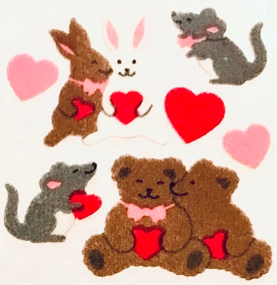 Stickers Scrapbooking Craft Supplies & Tools ANIMALS IN LOVE Fuzzy ...