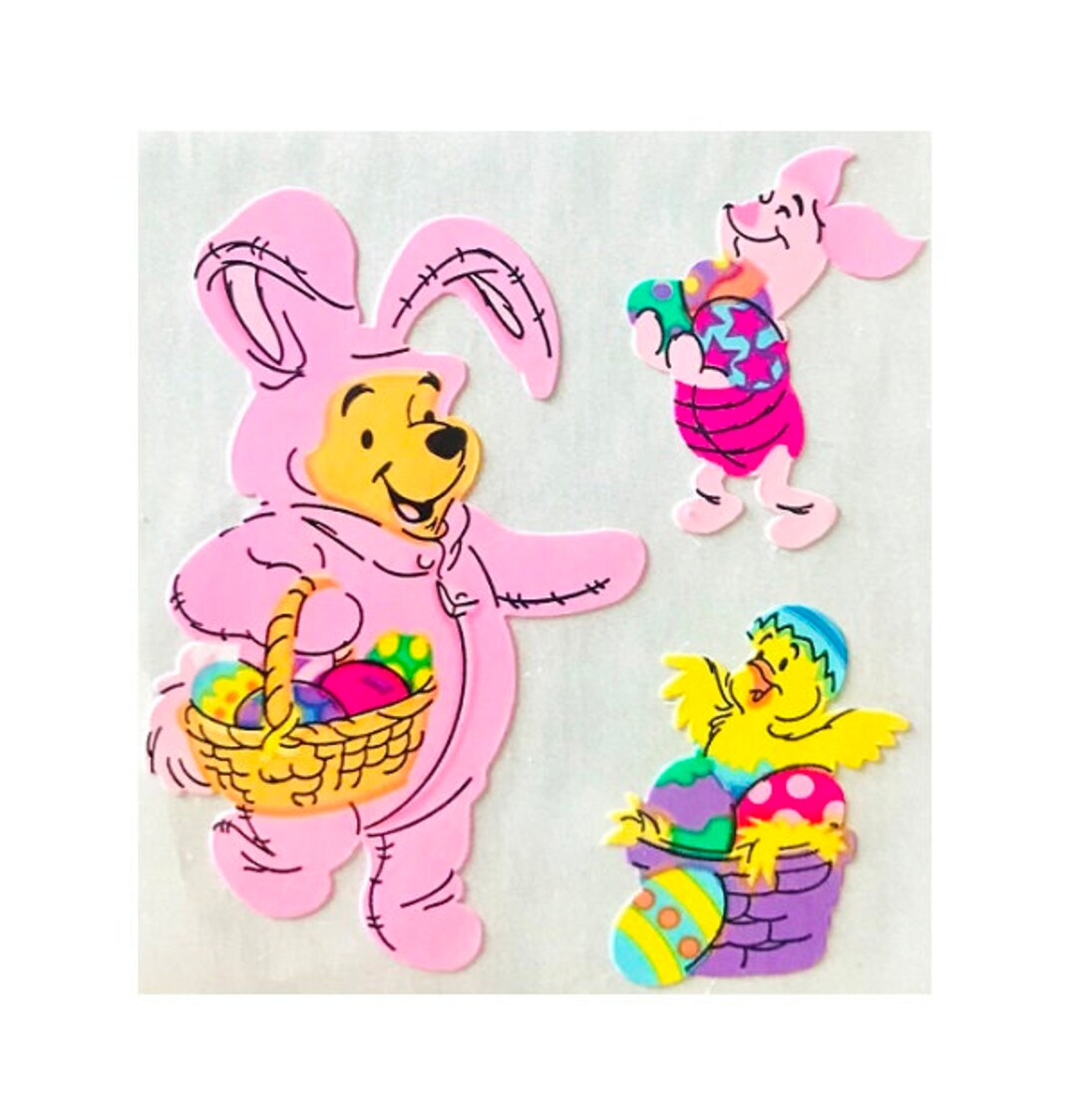 WINNIE the POOH & PIGLET Easter Kromekote Sandylion Stickers 1 Square ...