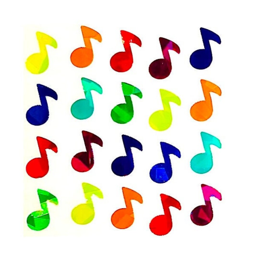 MUSICAL NOTES Prismatic Colorful Sandylion Stickers 1 Square ~VINTAGE ...