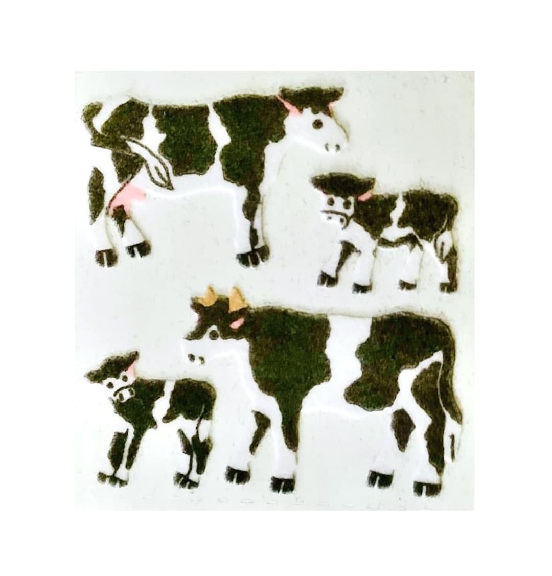 FARM ANIMALS COWS Fuzzy Sandylion Stickers *1 Square* Vintage - Etsy