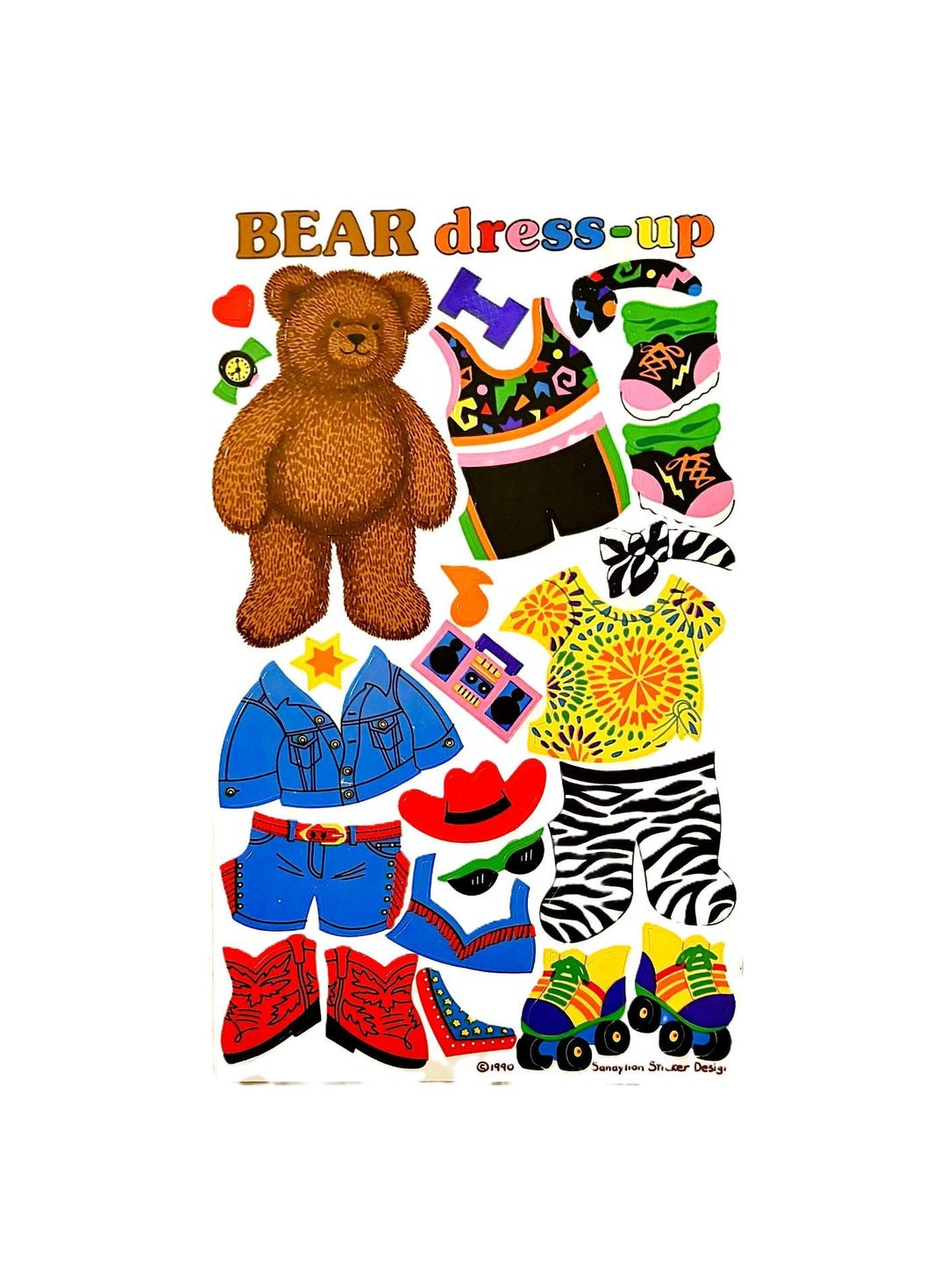 TEDDY BEAR Dress-up Maxi Kromekote Sandylion Stickers *vintage* - Etsy